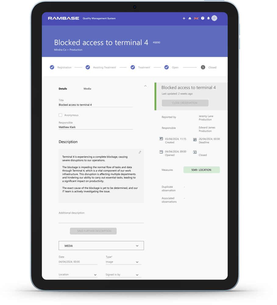 Incident Management Module | RamBase Quality Mangement System